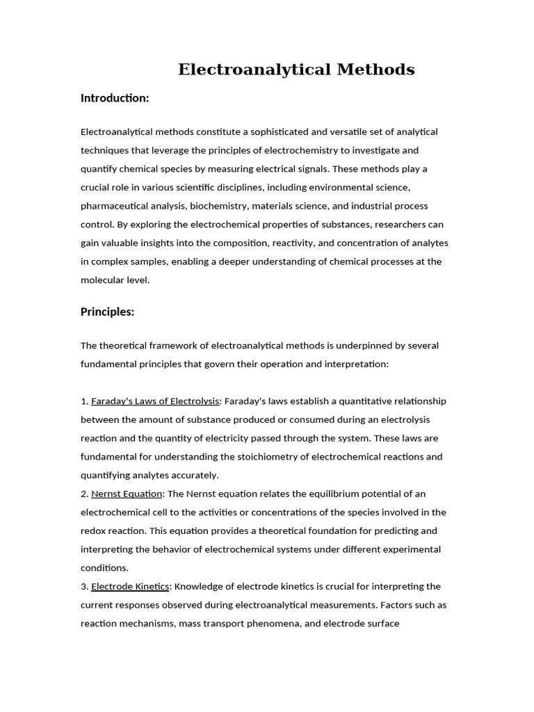 Electroanalytical Methods | PDF | Chemistry | Applied And Interdisciplinary Physics