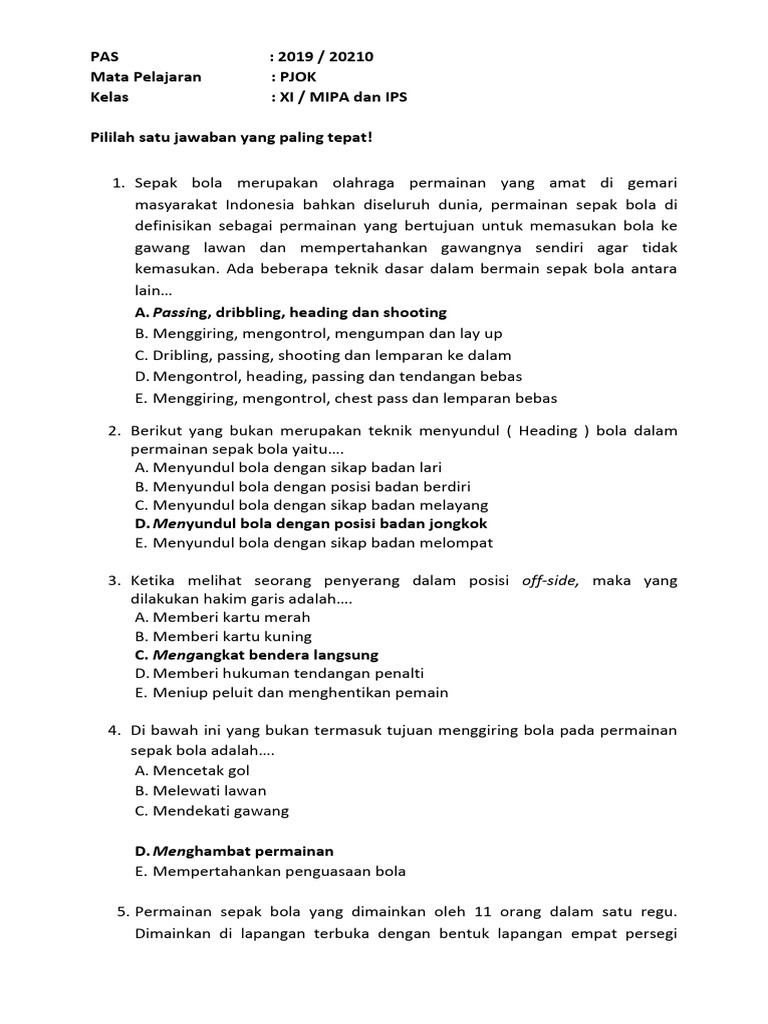 Soal PAS Ganjil 1920 | PDF