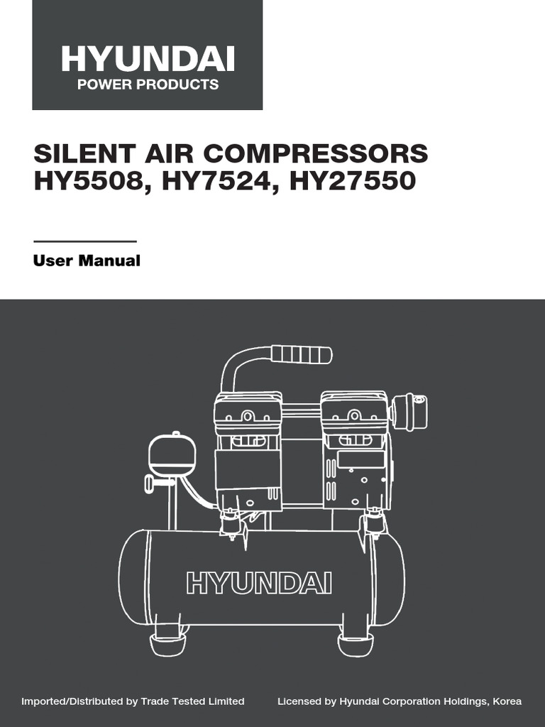 Hyundai Silent Air Compressors Manual | PDF | Recycling | Electrical ...