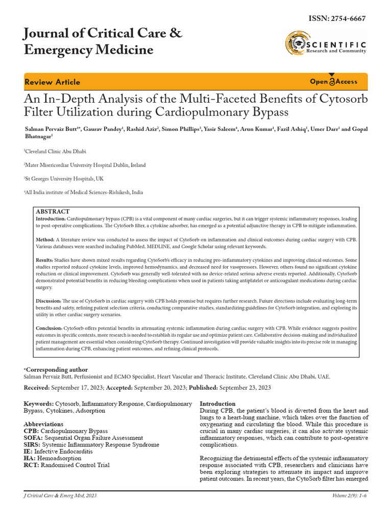 Cytosorb Filter Utilization During Cardiopulmonary Bypass 1695536484 ...