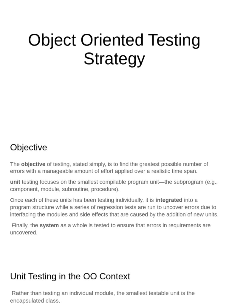 Object Oriented Testing Strategy | PDF | Class (Computer Programming ...