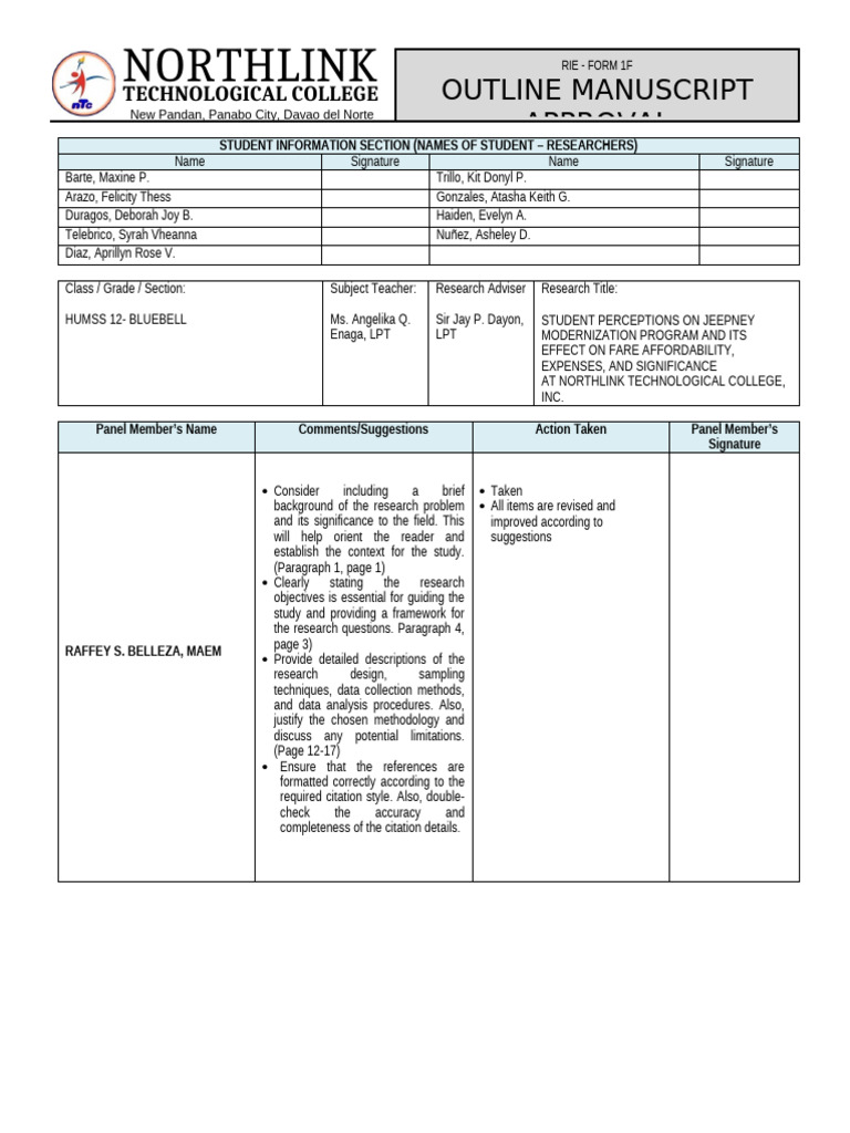 FORM 1f Outline Defense Manuscript Approval Copy 1 | PDF | Information ...