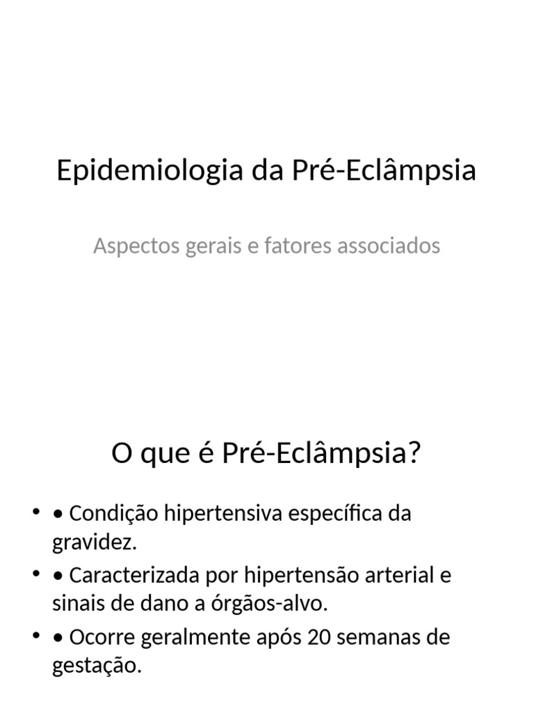 Epidemiologia Pre Eclampsia | PDF