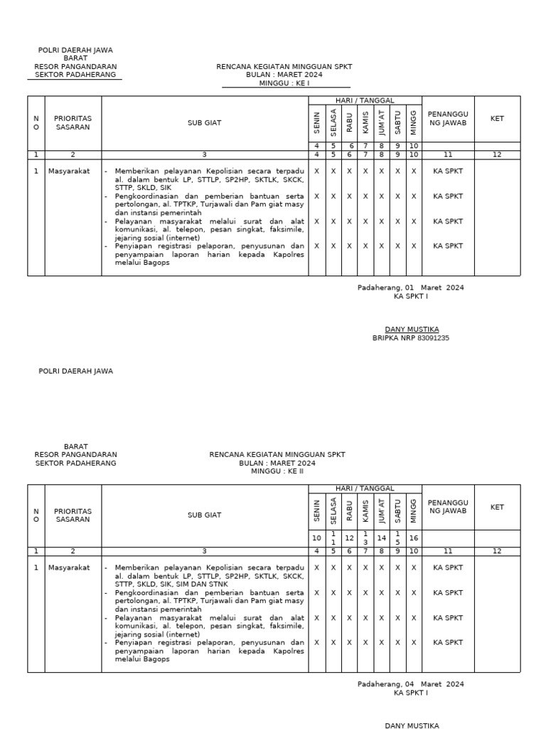 Rengiat Mingguan Tahun 2023 | PDF