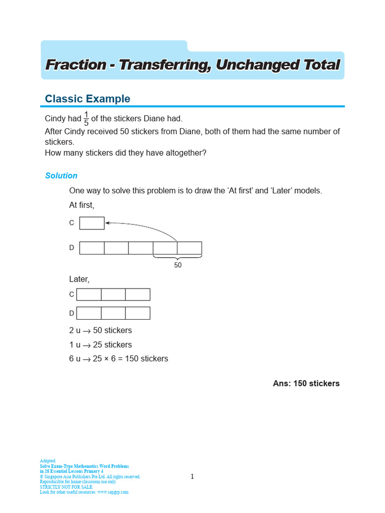 Fraction Transferring Unchanged Total | PDF | Mathematics