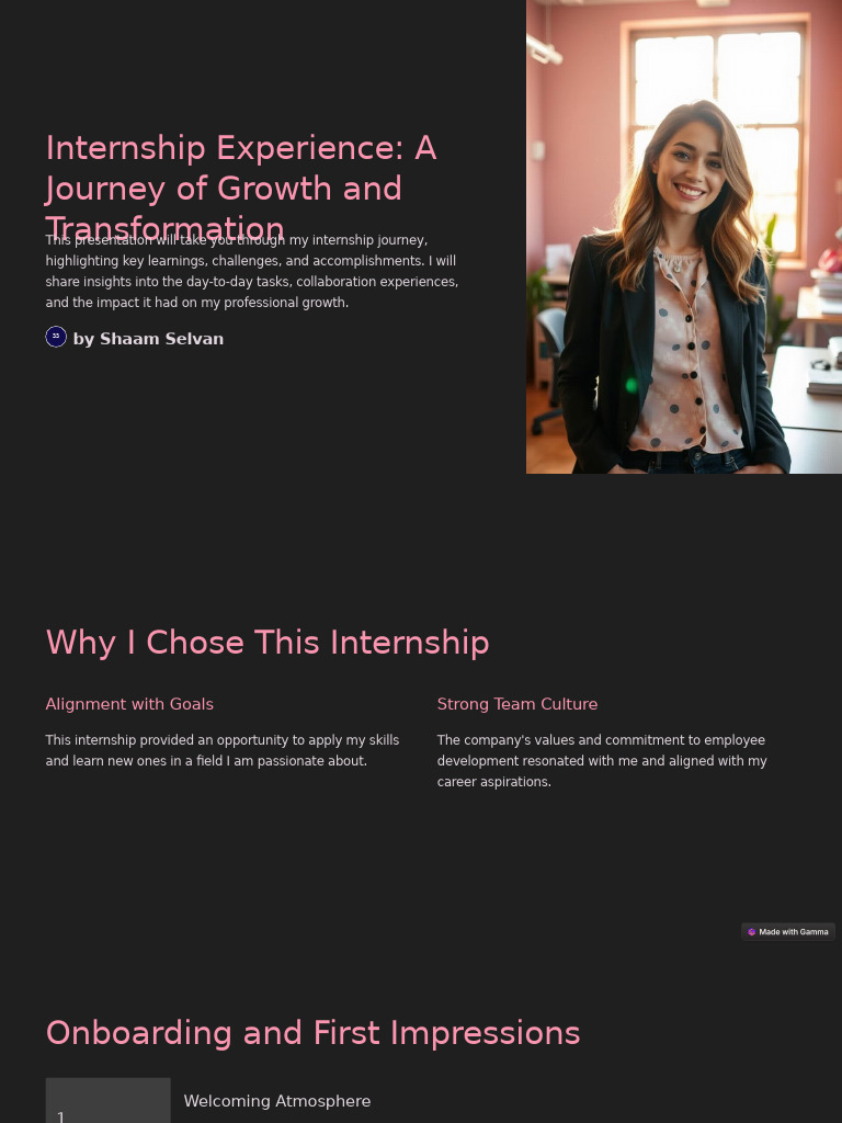 Internship Experience a Journey of Growth and Transformation | PDF ...