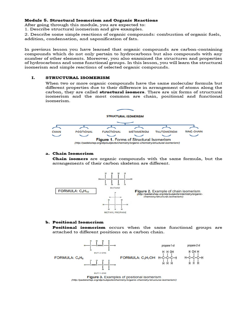 Structural Isomerism & Organic Reactions | PDF | Isomer | Chemical ...