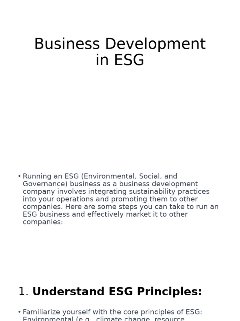ESG Business Development Strategies | PDF | Sustainability | Governance