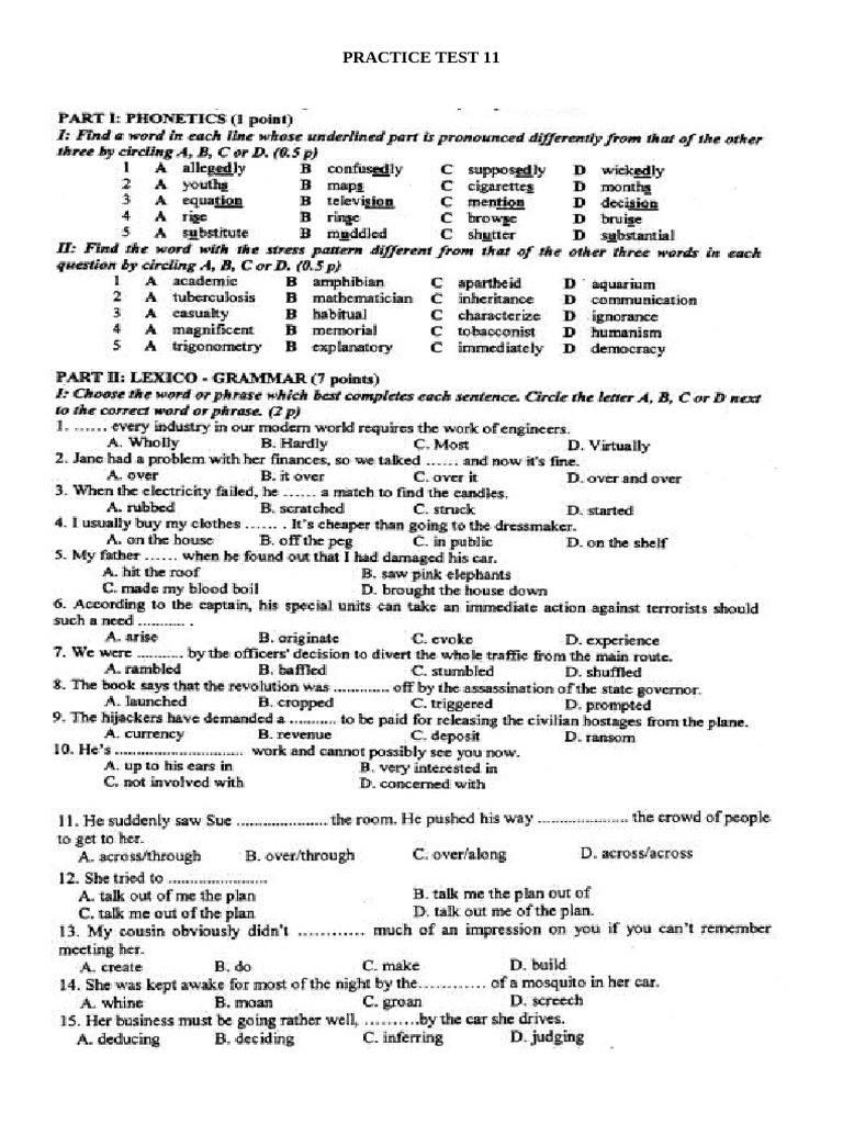PRACTICE TEST 11 | PDF