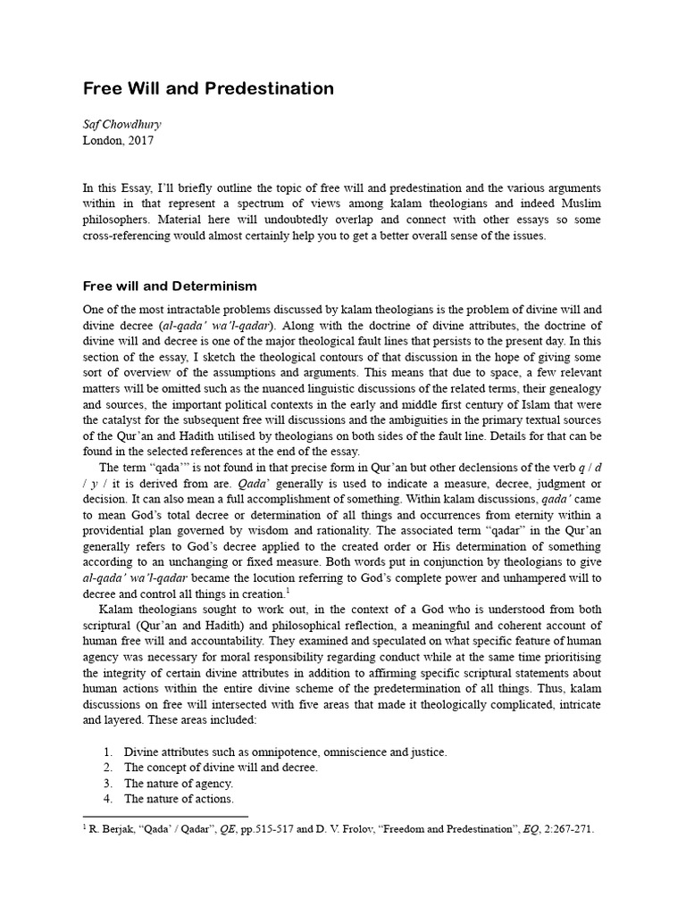 Free Will vs. Predestination in Islam | PDF | Free Will | Determinism