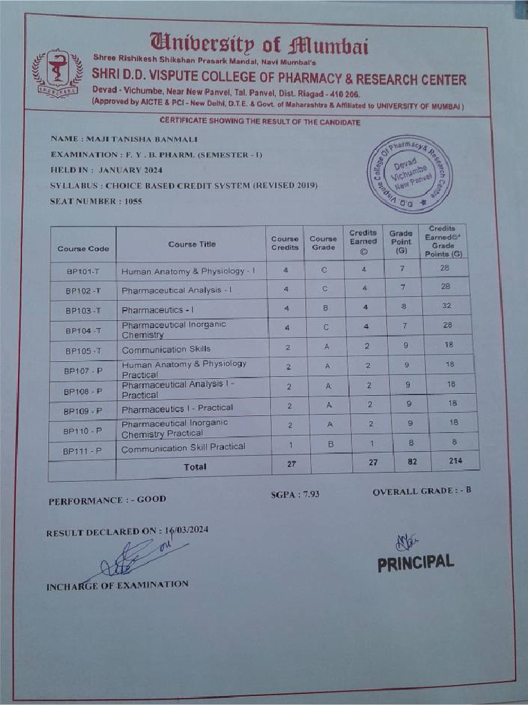 Sem Marksheet | PDF