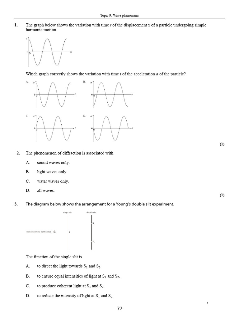 T9_Questions | PDF | Diffraction | Wavelength