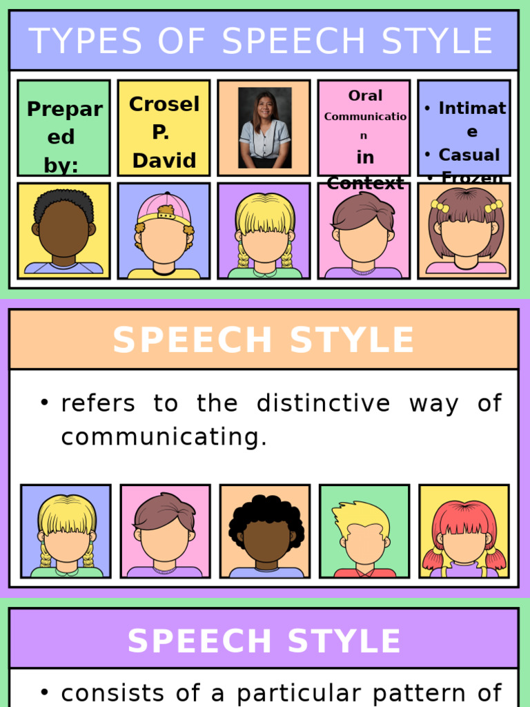 Types of Speech Styles | PDF | Communication | Linguistics