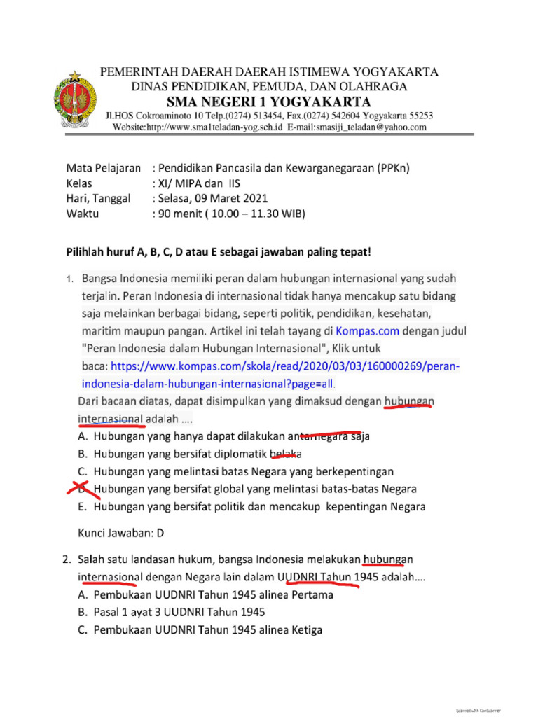 PPKN PTS SMT 2 XI | PDF