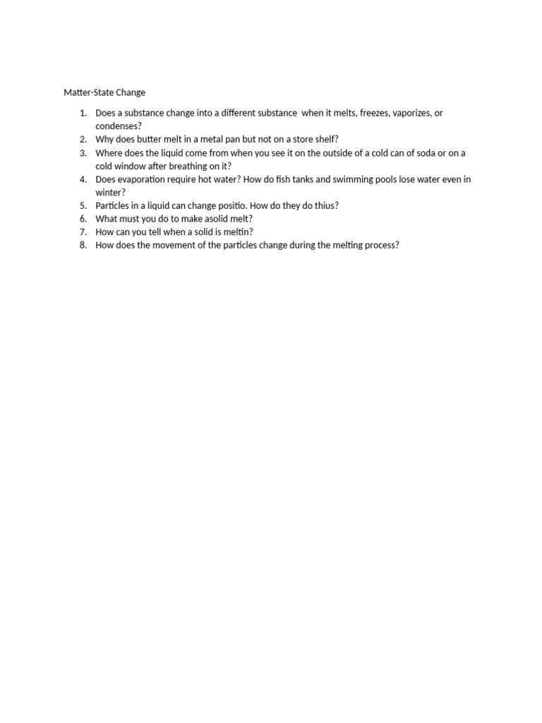 Matter State Change | PDF