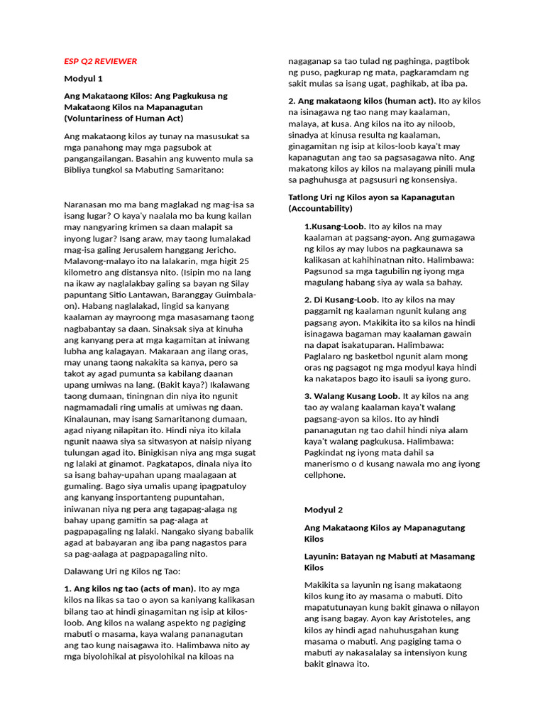 Esp Q2 Reviewer 1 | PDF