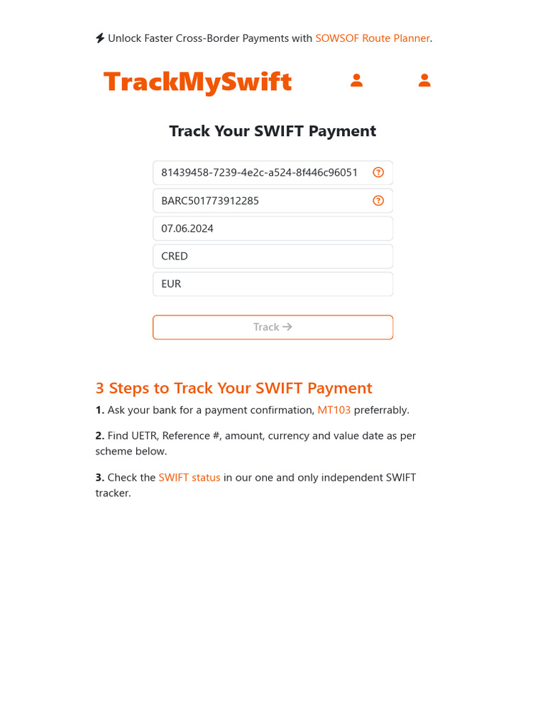 01 - Tracker - Track Your SWIFT Payment Online | PDF