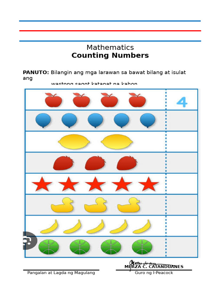 Mathematics Activity Sheet Counting Object - 3 | PDF