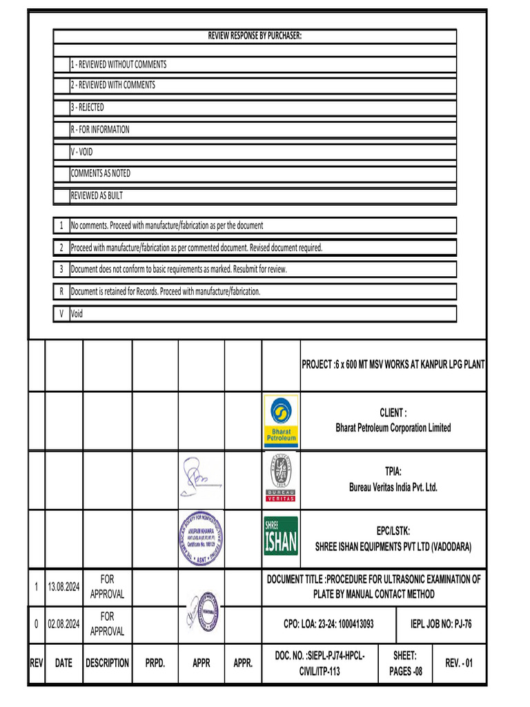 2.UT PROCEDURE (PLATE) Rev-01 Signed | PDF