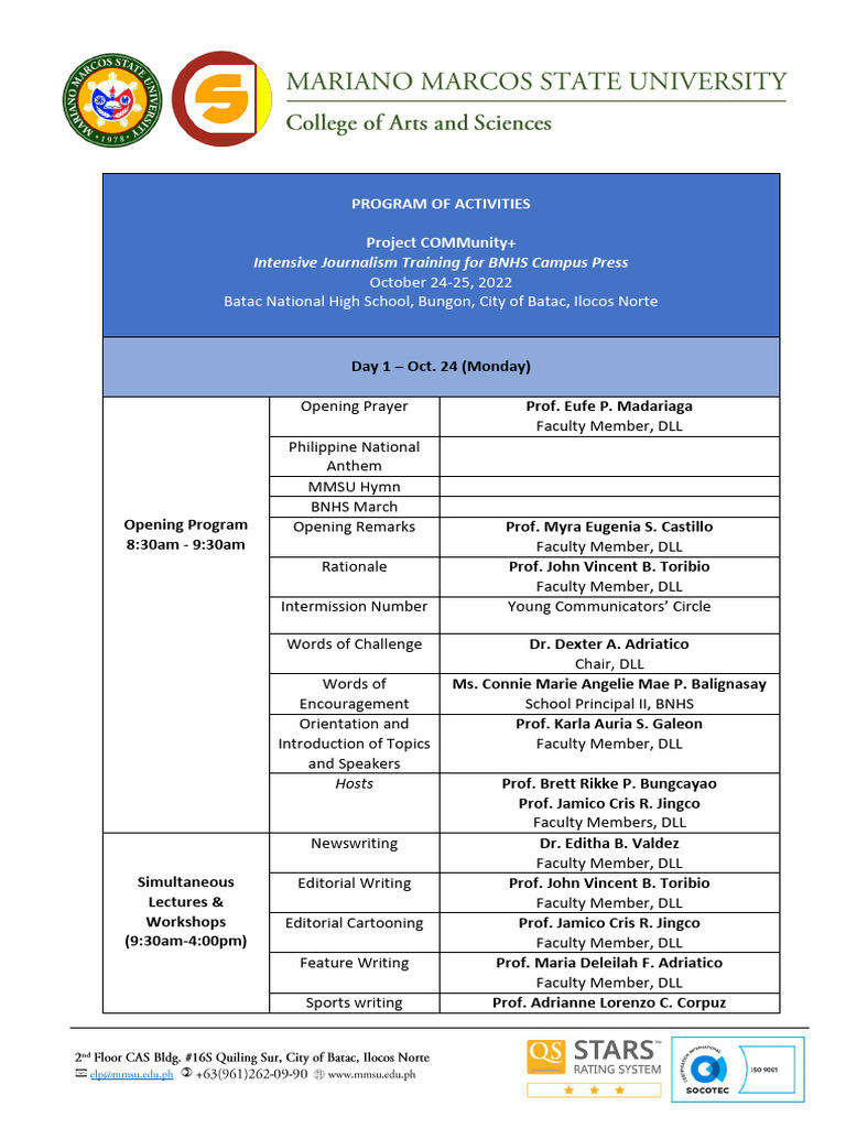 Program of Activities Extension October 2022 For BNHS | PDF