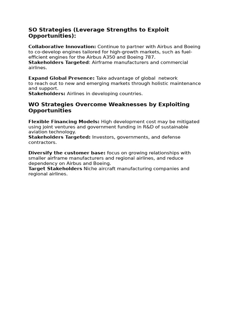 SO Strategies (Leverage Strengths To Exploit Opportunities) | PDF