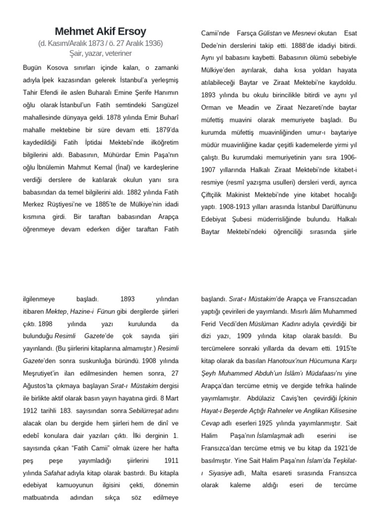 Mehmet Akif Ersoy | PDF