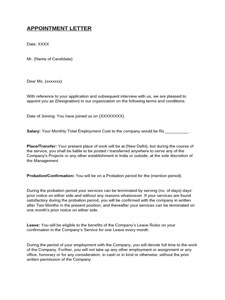 Appointment-Letter-Format 1691864709 8878 | PDF | Private Law | Justice