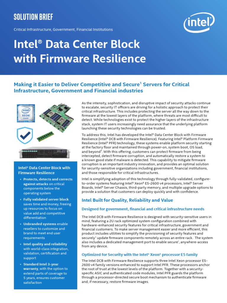 Firmware Resilience Blocks Solution Brief | PDF | Computer Security | Security