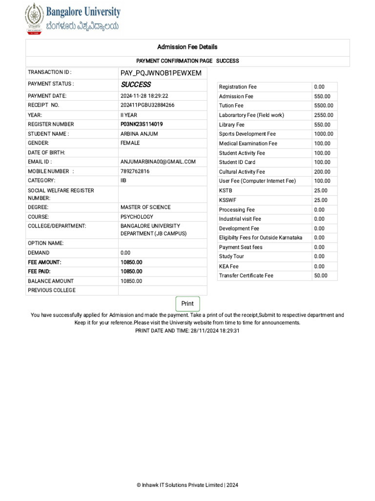 Bangalore University | PDF | Fee | Payments