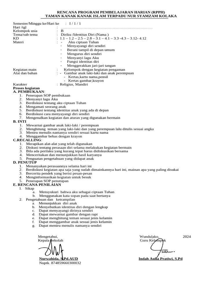 RPPH Tema Diriku | PDF