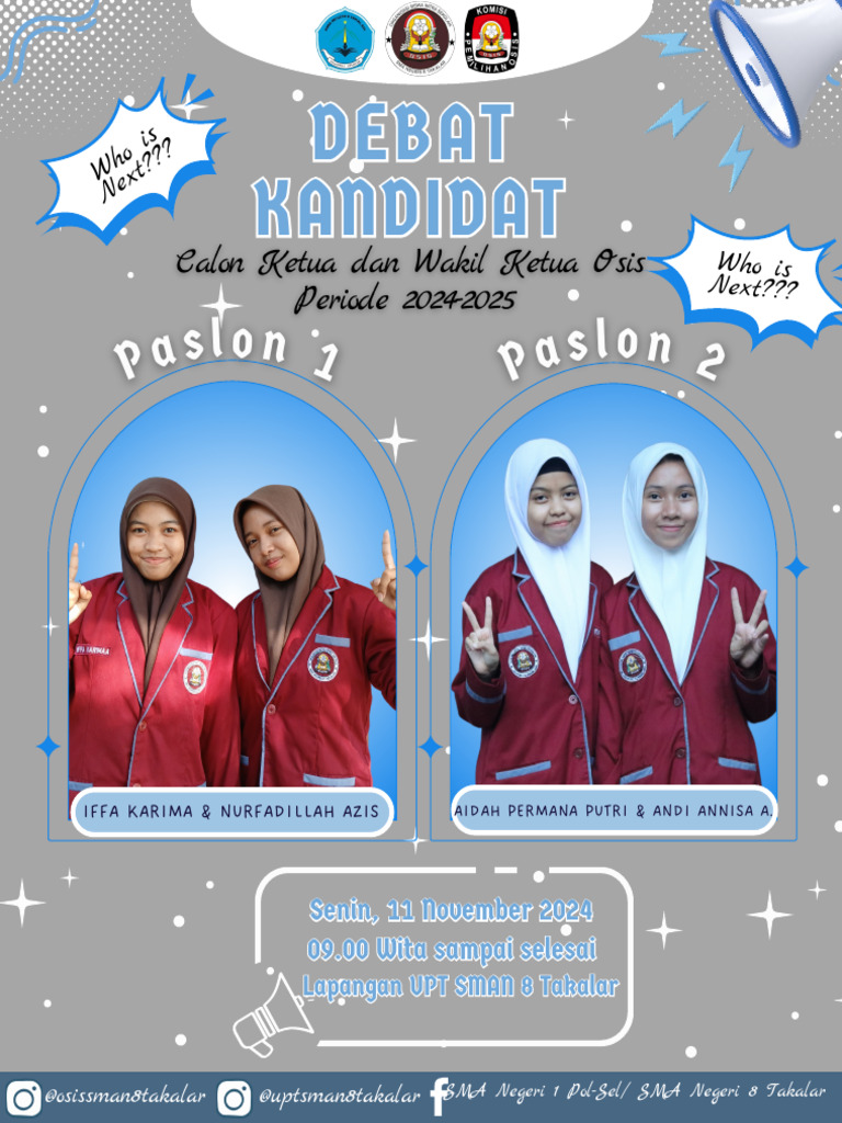 Salinan dari Merah dan BIru Tua llustratif Modern Ucapan Selamat Terpilihnya Ketua dan Wakil ...