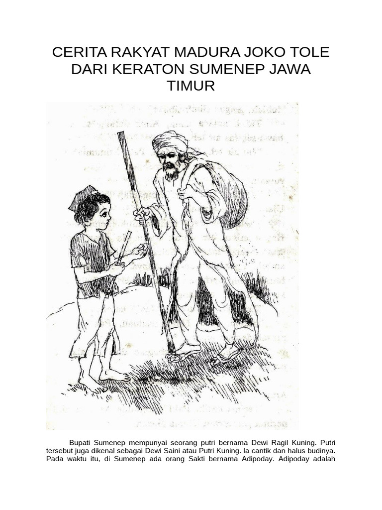 Cerita Rakyat Madura Joko Tole Dari Keraton Sumenep Jawa Timur | PDF