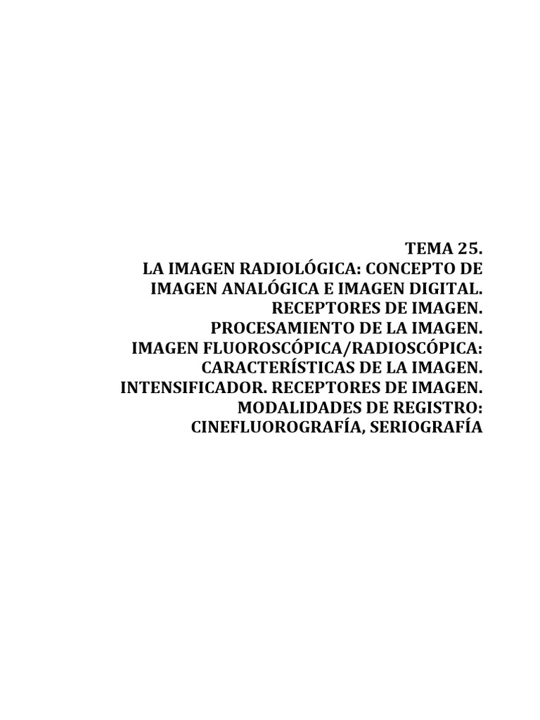 Imagen Radiológica: Analógica y Digital | PDF | Rayo X | Radiología