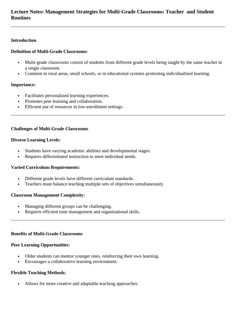 Management Strategies and Teacher Routines | PDF | Differentiated ...