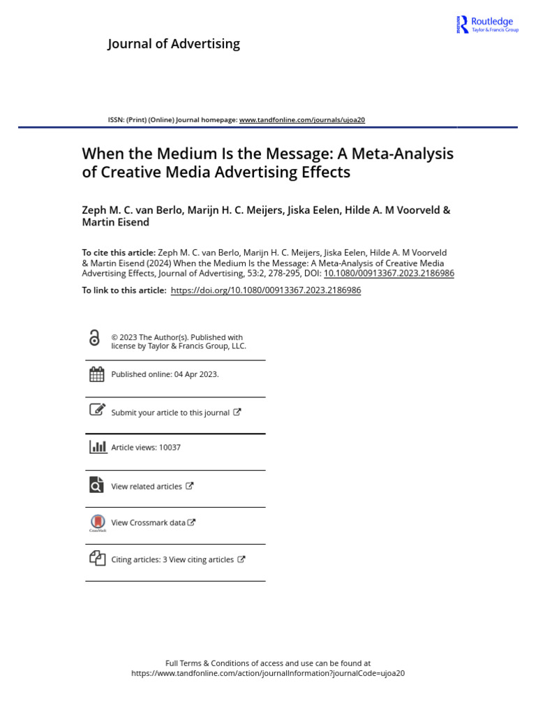 Creative Media Advertising Meta-Analysis | PDF | Effect Size | Brand
