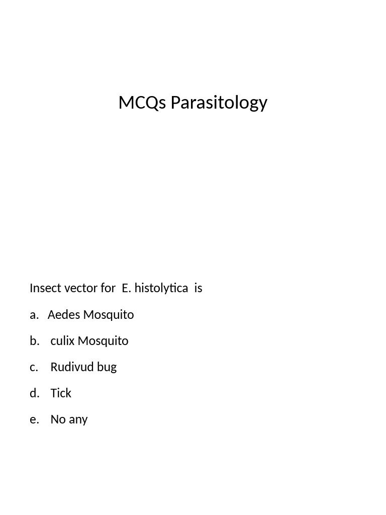 MCQs Parasitology-1 | PDF | Parasitism | Plasmodium