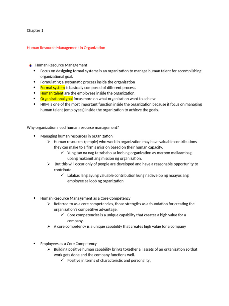 HRM in Organization (Chapter 1) LEC | PDF | Human Resources | Human Resource Management
