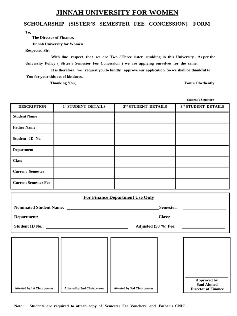 Sister Concession Form | PDF