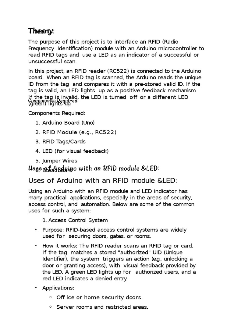 Arduino RFID Module with LED Feedback | PDF | Radio Frequency ...