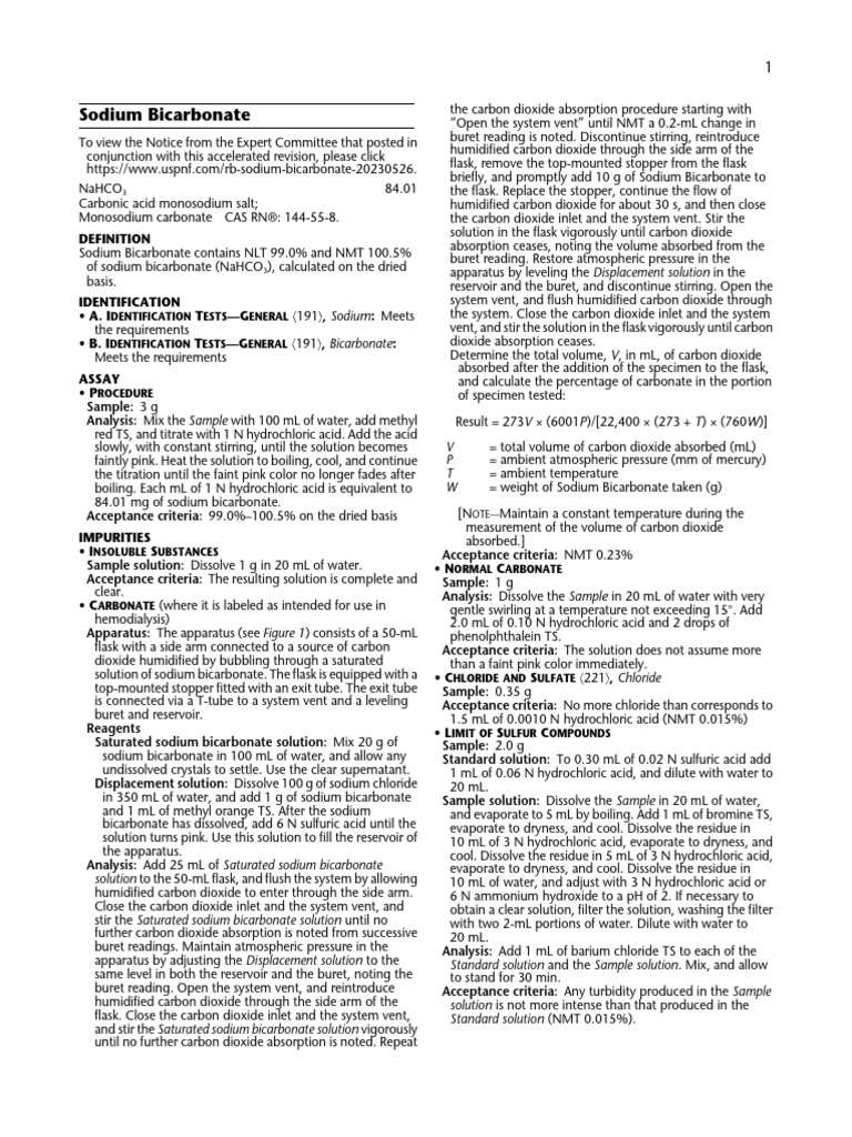 Sodium Bicarbonate | PDF | Atomic Absorption Spectroscopy | Diet ...