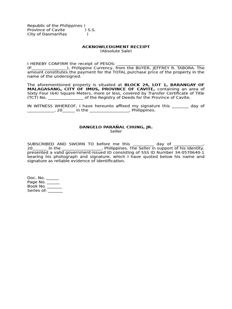 Acknowledgment Receipt | PDF