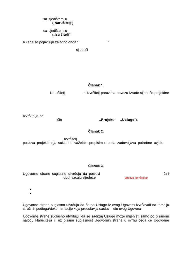 HKIG-Ugovor o Izradi Projektne Dokumentacije | PDF