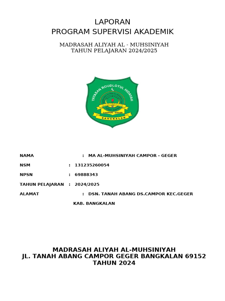 Program Supervisi Akademik | PDF