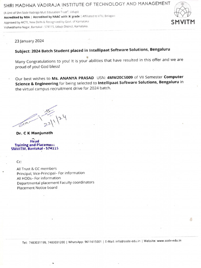 2024 Batch Student Placed in Intellipaat Software Solutions, Bengaluru ...