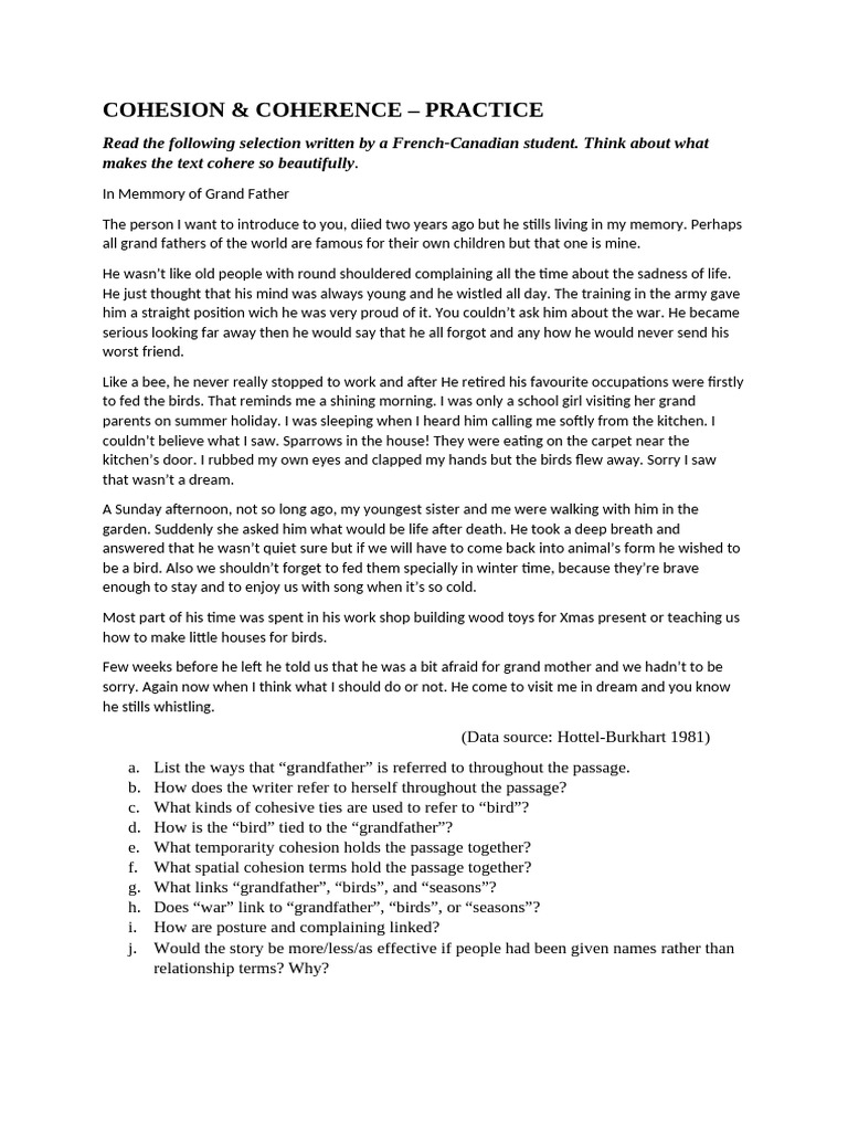 Cohesion&Coherence PRACTICE | PDF