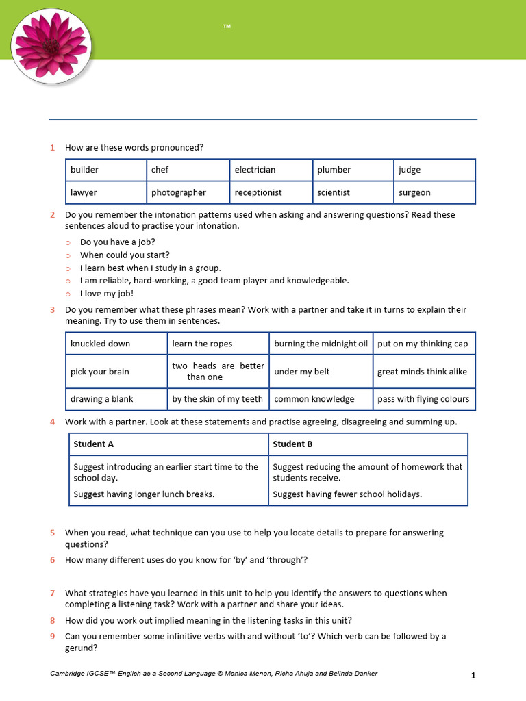 Igcse Esl Review U10 Pdf Question English Language