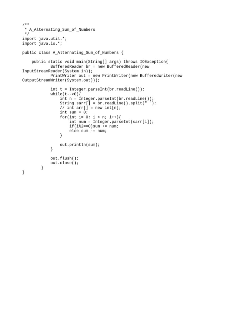 A Alternating Sum of Numbers | PDF