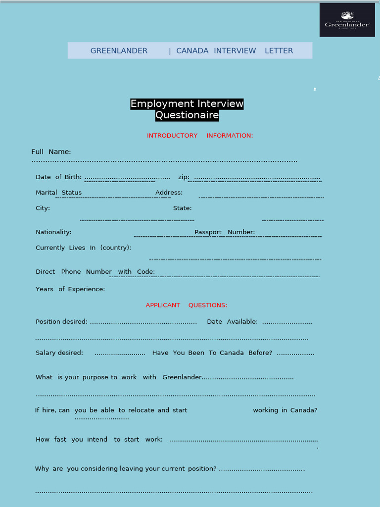 Greenlander Interview Questionaire. | PDF | Criminal Law | Crimes