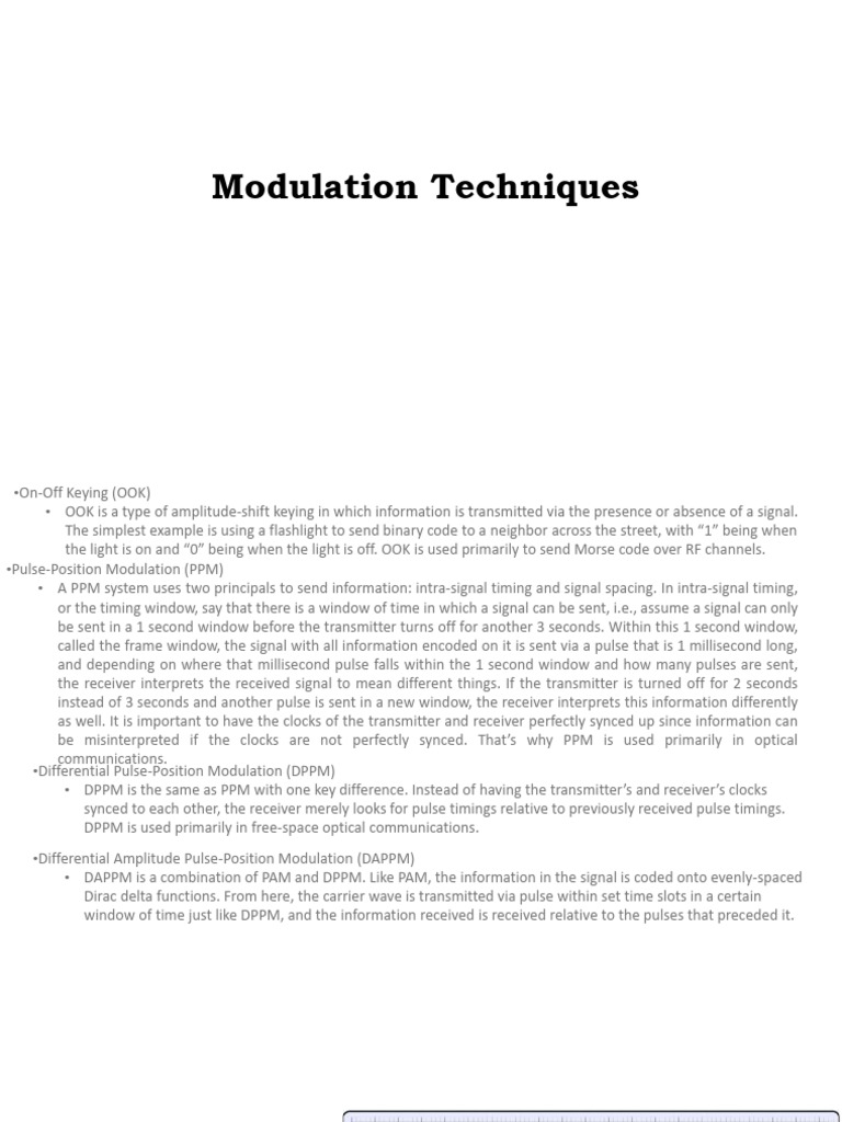 OWC Modulation Lecture | PDF | Modulation | Computing OWC Modulation Lecture | PDF | Modulation | Computing