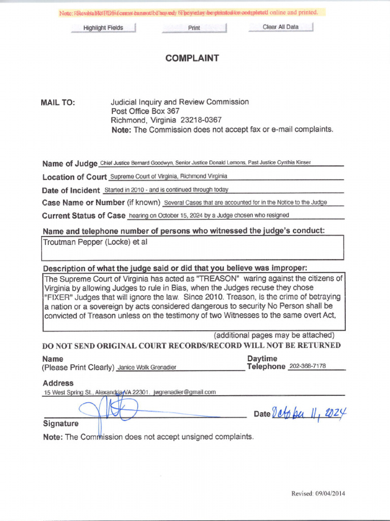 JIRC Complaint Goodwyn Lemons Kinser | PDF | Judge | Government ...